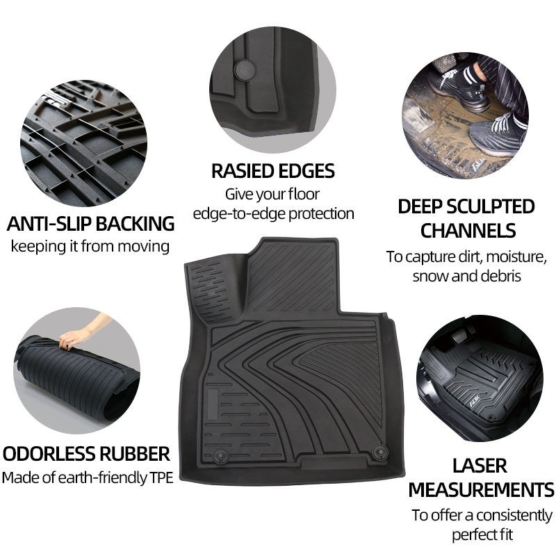 4 Pcs Rubber TPE Car Floor Mats