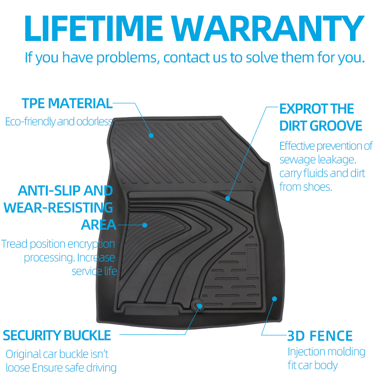 4 Pcs Rubber TPE Car Floor Mats